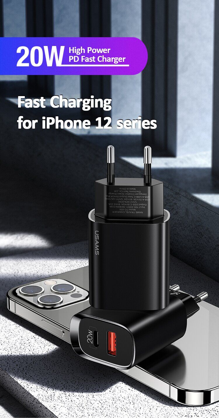 ᐉ Сетевое зарядное устройство USAMS US-CC121 T35 QC3.0 + PD3.0 Fast ...